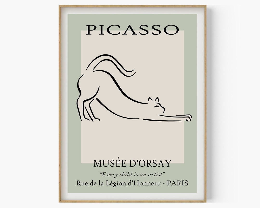 Picasso Cat Sketch Picasso Line Art Animal Poster - Etsy