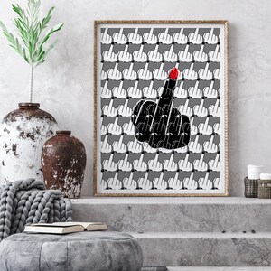 Middle Finger Line Art, Hands Lines, Woman Middlle Finger Poster, Fuck ...