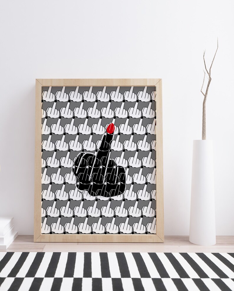 Middle Finger Line Art Hands Lines Woman Middlle Finger - Etsy