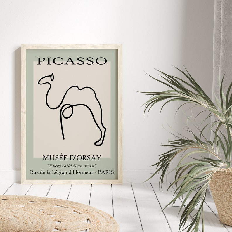 Picasso Camel Line Art Print, Minimalist Animal Sketch (digital ...