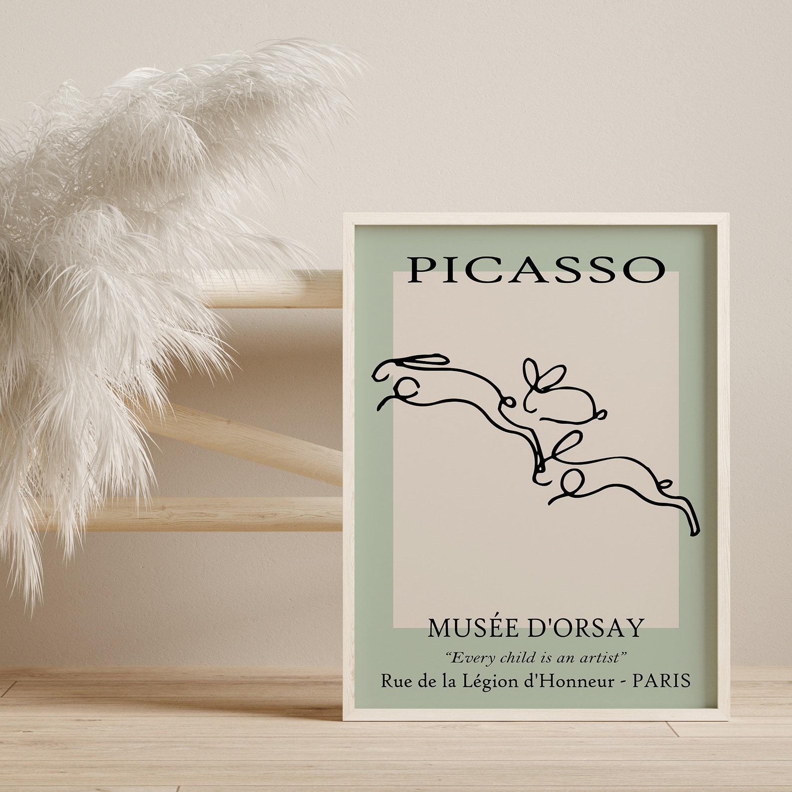 Picasso Rabbit Sketch Picasso Line Art Animal Poster - Etsy