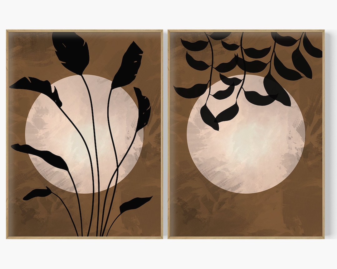 Abstract Botanical Print Set of 2 Tropical Leaves (Instant Download) - Etsy