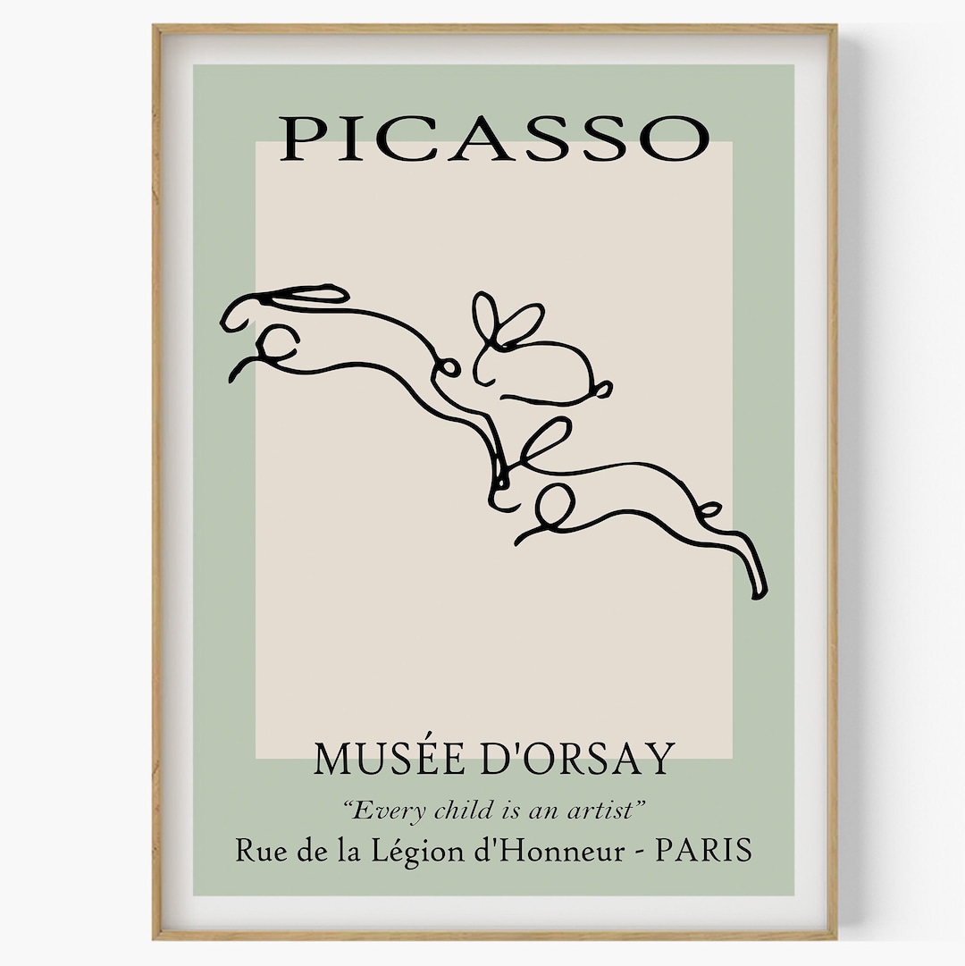 Picasso Rabbit Sketch, Picasso Line Art, Animal Poster, Exhibition ...