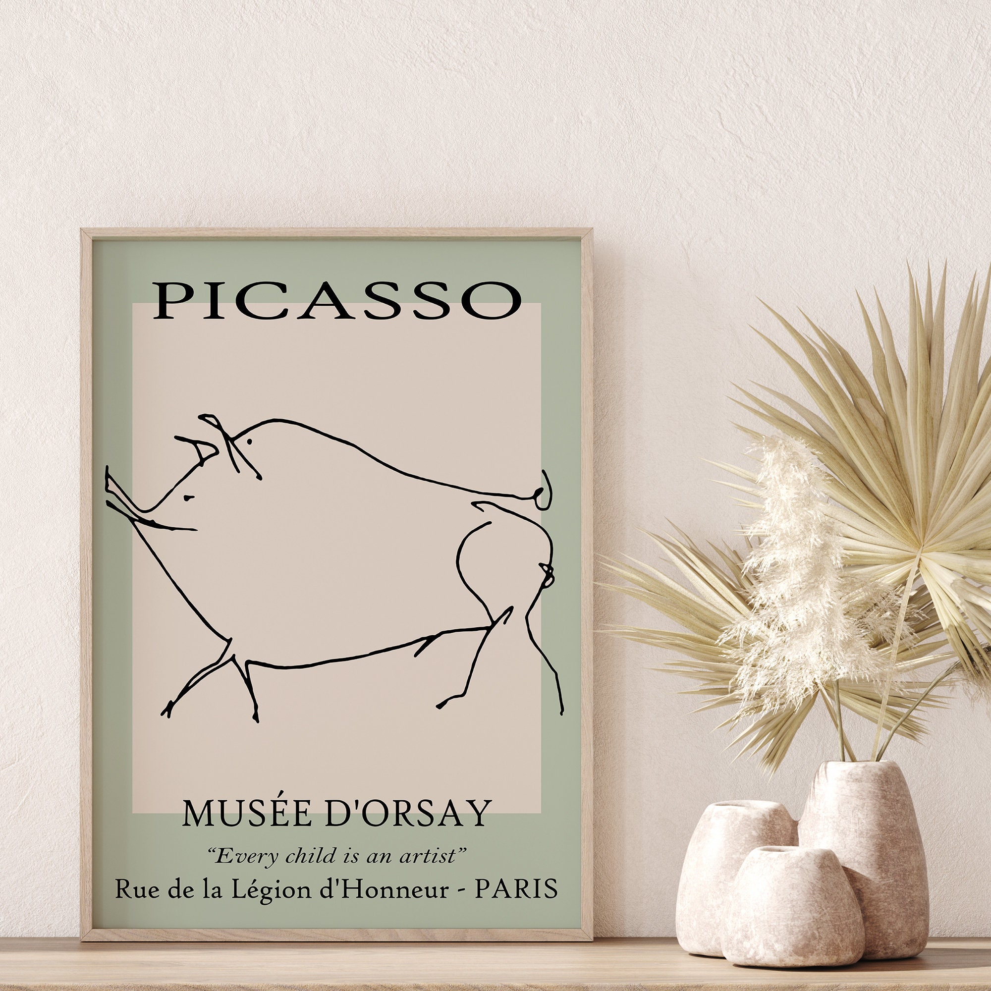 Picasso Pig Sketch Picasso Line Art Animal Poster - Etsy UK