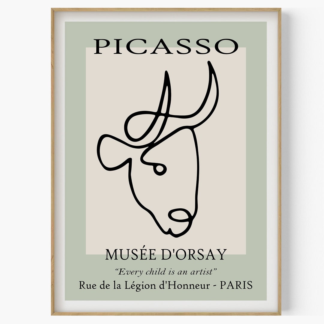 Picasso Buffalo Sketch Print, Minimalist Line Art (digital Download) - Etsy
