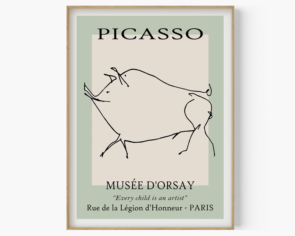 Picasso Pig Sketch Picasso Line Art Animal Poster - Etsy UK