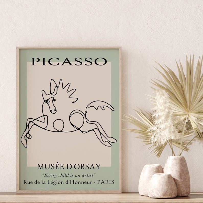 Picasso Pony Line Art Print, Minimalist Horse Sketch (digital Download ...