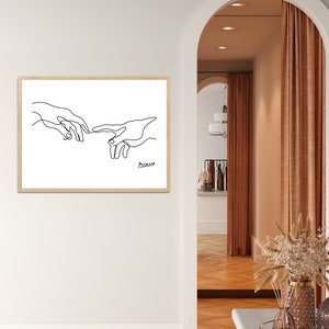 Picasso Hand Line Drawing Print, Couple Hand Sketch Print, Holding Hand ...