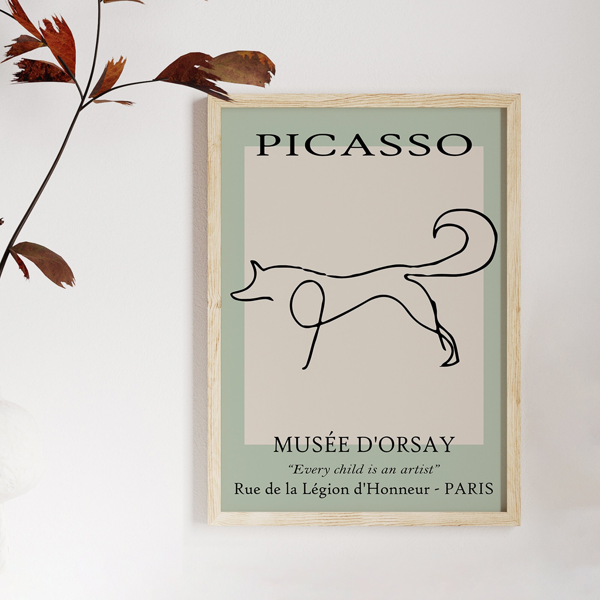 Picasso Fox Sketch Picasso Line Art Animal Poster - Etsy