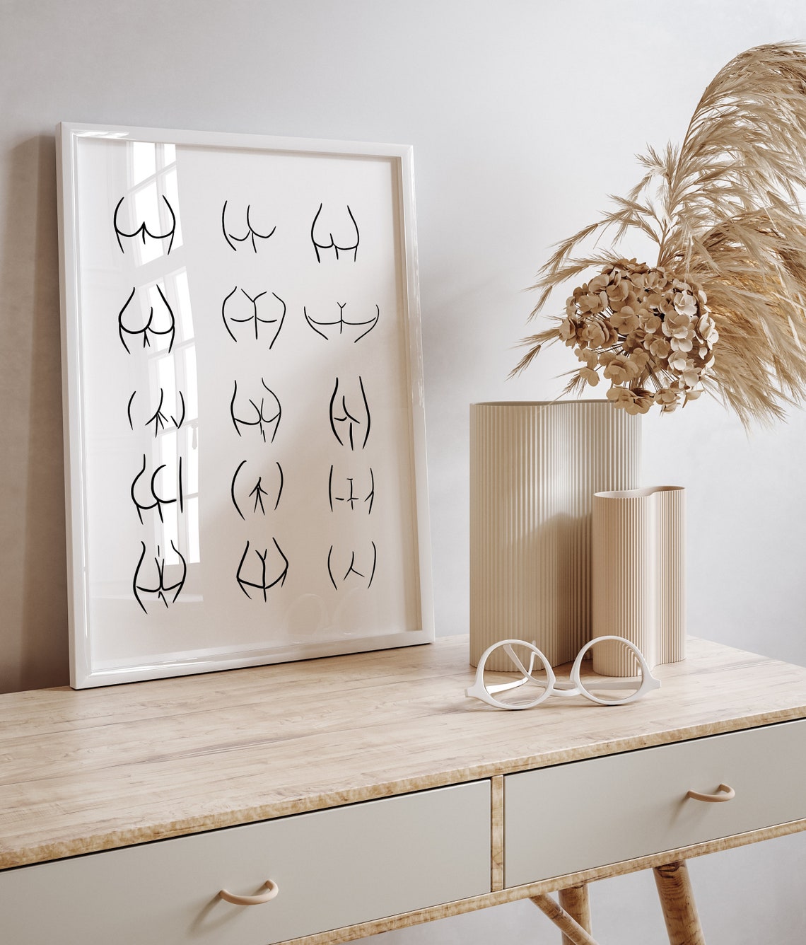 Butt Line Art Funny Bathroom Art Nice Bum Body Positive - Etsy