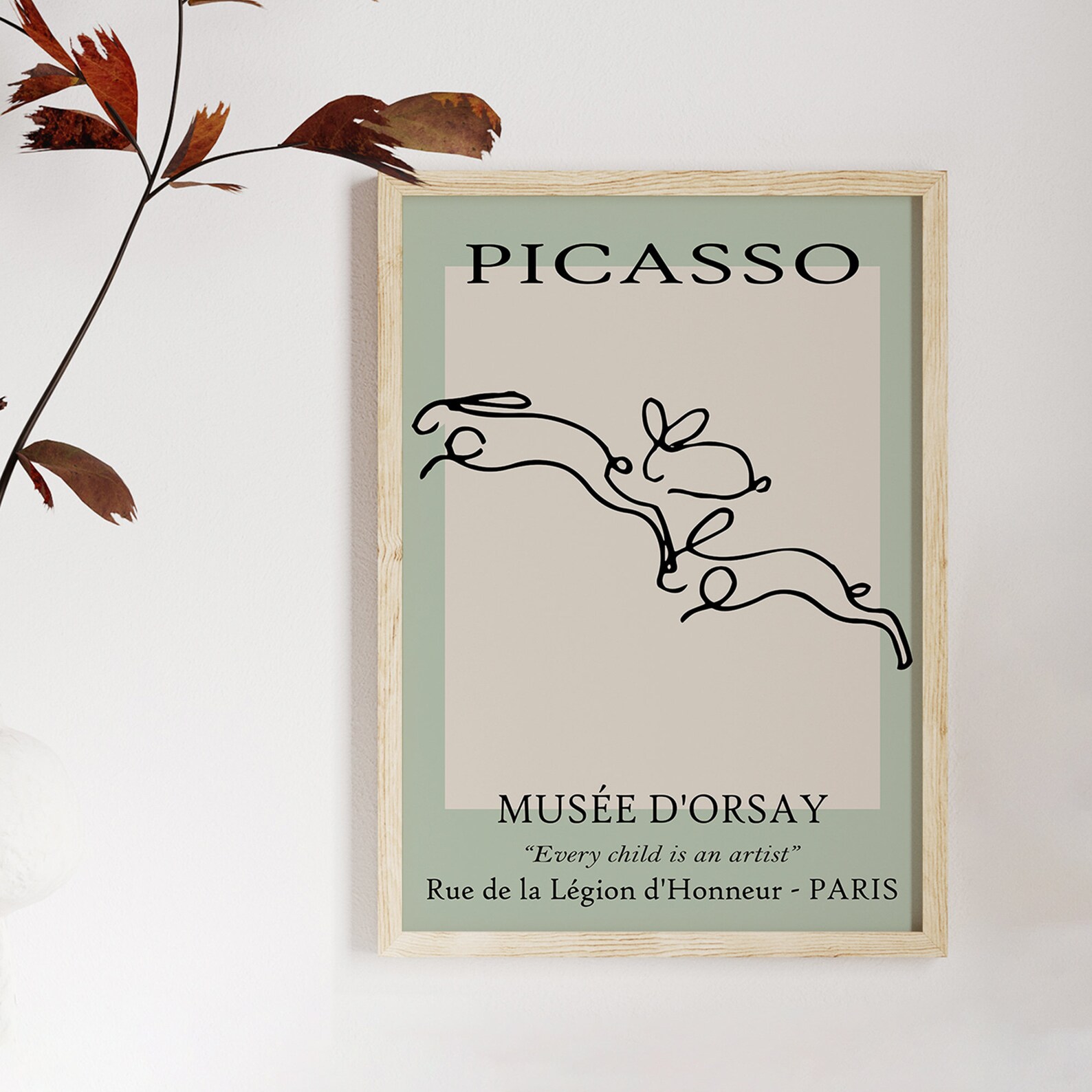 Picasso Rabbit Sketch Picasso Line Art Animal Poster - Etsy Ireland