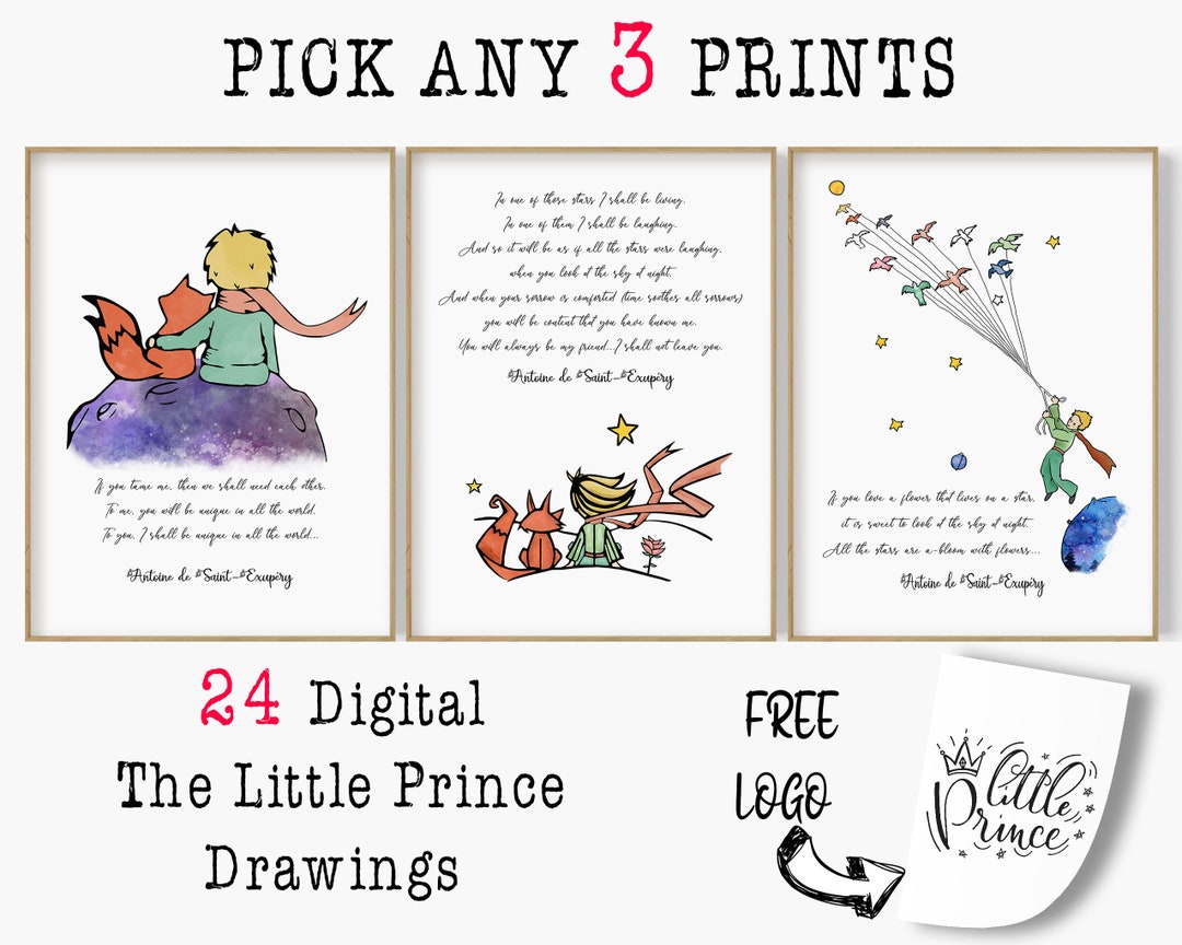Choose 3 Out of 24 the Little Prince Digital Drawing, Le Petit Prince ...