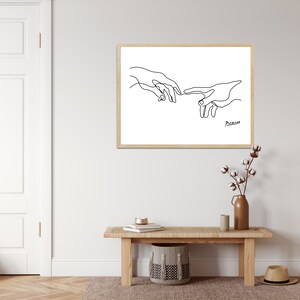 Picasso Hand Line Drawing Print, Couple Hand Sketch Print, Holding Hand ...
