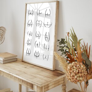 Butt Line Art, Funny Bathroom Art, Nice Bum Body Positive Print, Butt ...