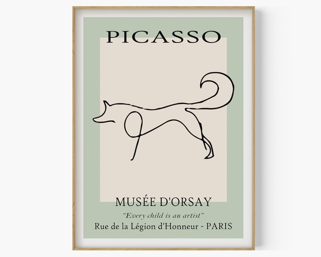 Picasso Fox Sketch Picasso Line Art Animal Poster - Etsy