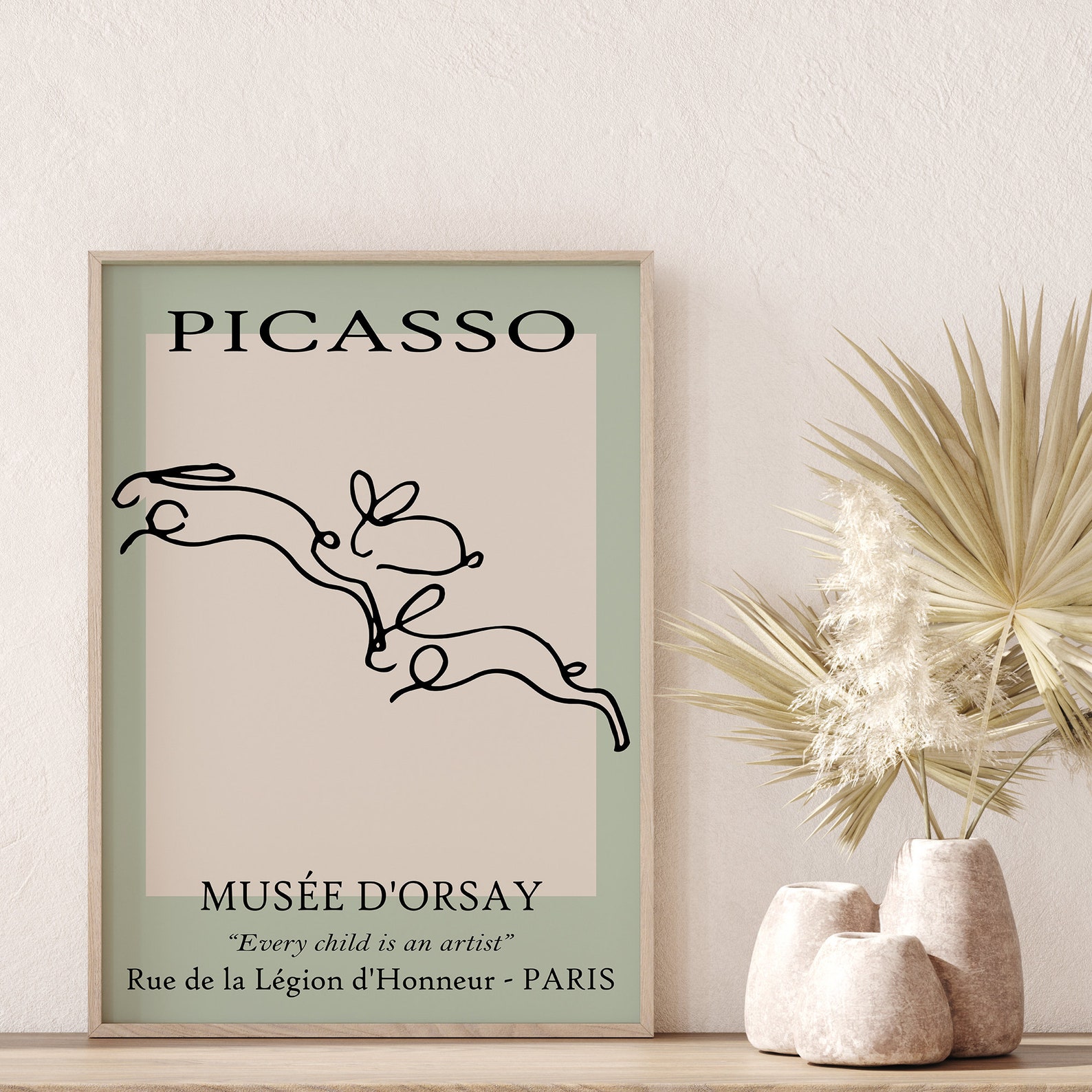 Picasso Rabbit Sketch Picasso Line Art Animal Poster - Etsy Ireland