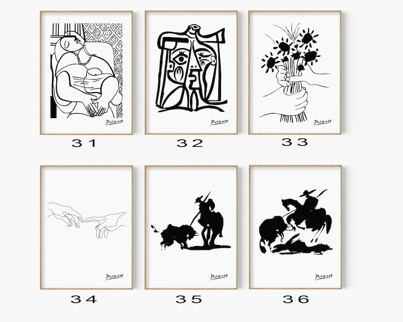 Picasso Sketches, Line Art Prints, Set of 24 (digital Download) - Etsy
