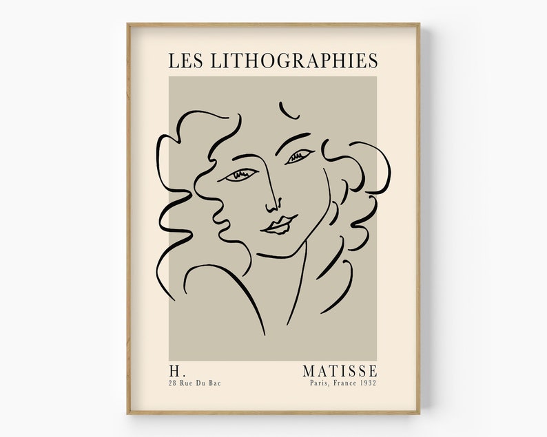 Henri Matisse Abstract Woman Line Art Inspired Art | Etsy