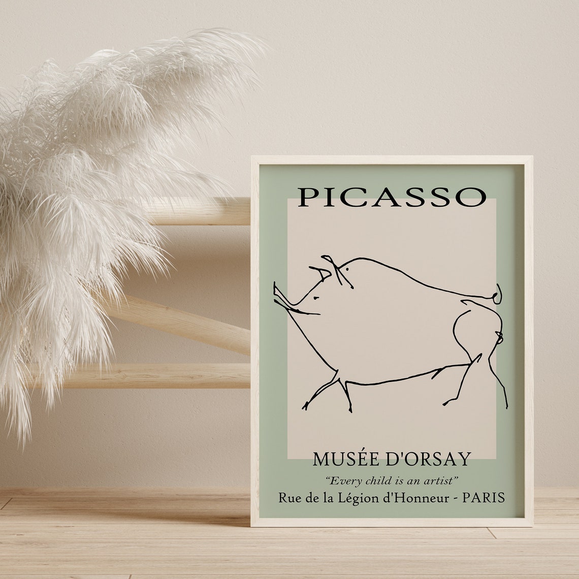 Picasso Pig Sketch, Picasso Line Art, Animal Poster, Exhibition Print ...