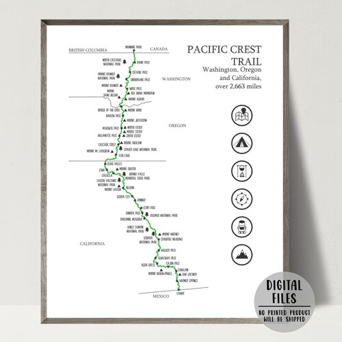 Pacific Crest Trail Poster USA Travel Print PCT Thru Hike - Etsy