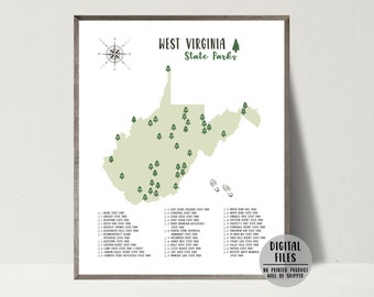 West Virginia State Parks Map, Family Adventure Map Gift - Etsy