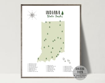 Indiana State Parks Map - Etsy