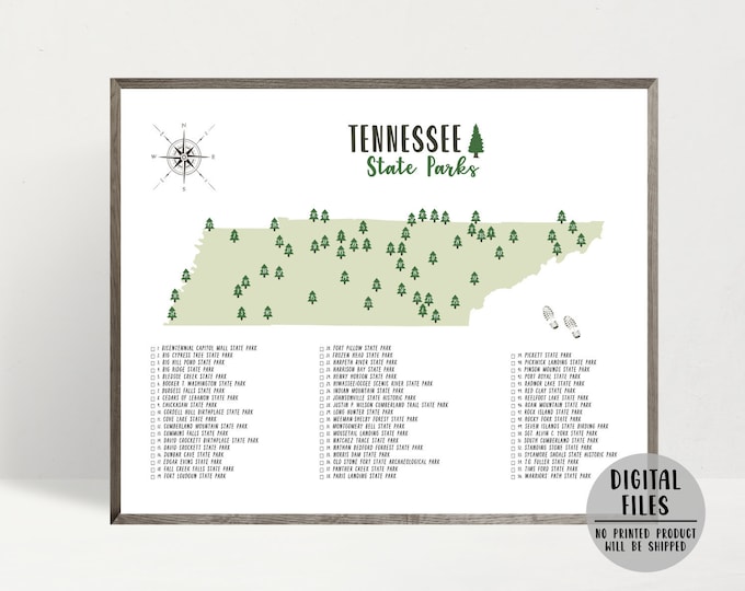 Tennessee State Parks Map-tennessee State Parks - Etsy