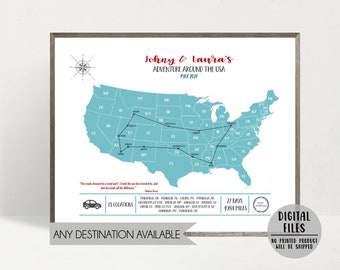 Custom Road Trip Map | Etsy