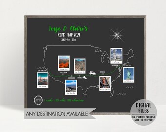 Personalized Travel Map-travel Photo Collage-usa Road Trip | Etsy