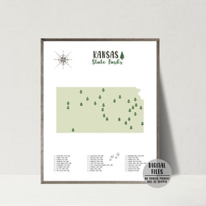 Kansas State Parks Map Print-kansas State Parks Checklist-state Parks ...