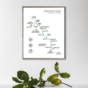 John Muir Trail Map-john Muir Hiking Trail Map Poster-jmt Hiking Map ...