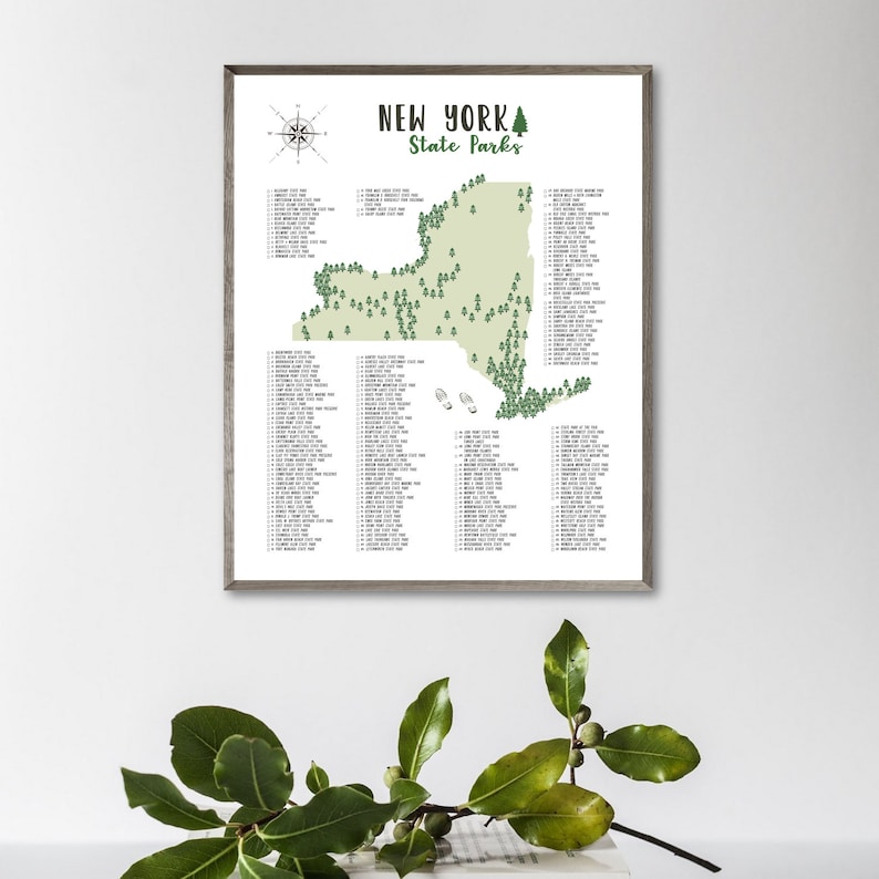 New York State Parks Map-new York State Parks Checklist-state - Etsy