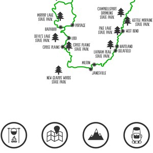 Ice Age Trail Map Print-ice Age Hiking Trail Map-ice Age Trail Hiking ...