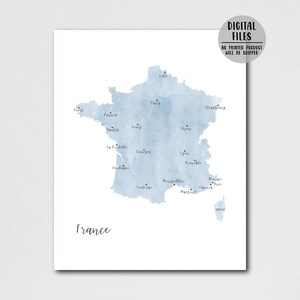 France Map-france Travel Poster-minimalist Map Print-watercolor Map ...