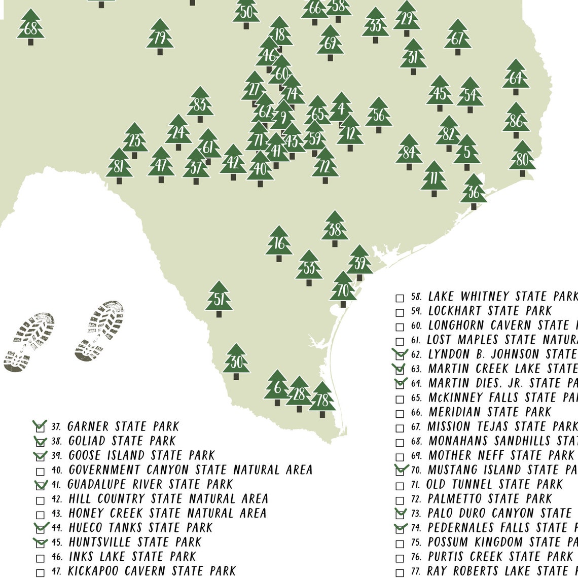 Texas State Parks Map-texas State Parks Checklist-state Parks of Texas ...