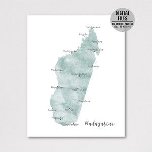 Madagascar Map-madagascar Poster-minimalist Map Print-watercolor Map ...