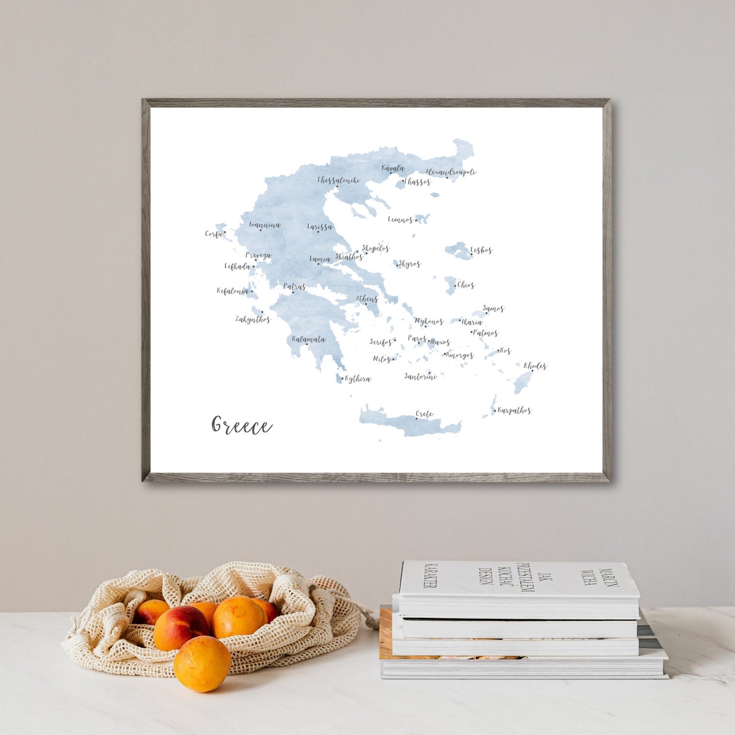Greece Map-Greek Island Map Print-Greece Poster-Minimalist | Etsy