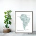 South America Map-south America Poster-minimalist Map Print-watercolor ...