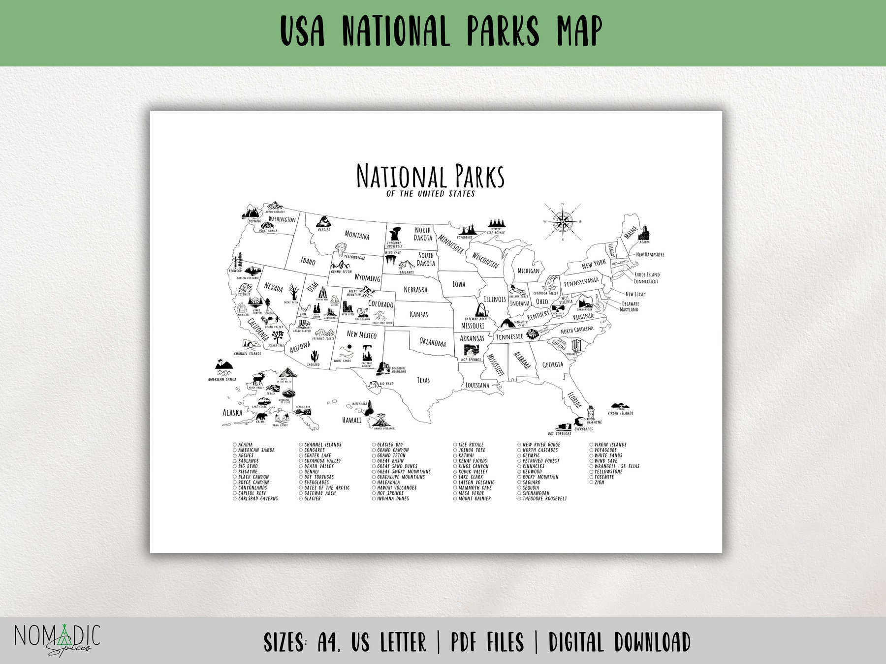 63 National Parks of United States Map-us National Parks Bucket List ...