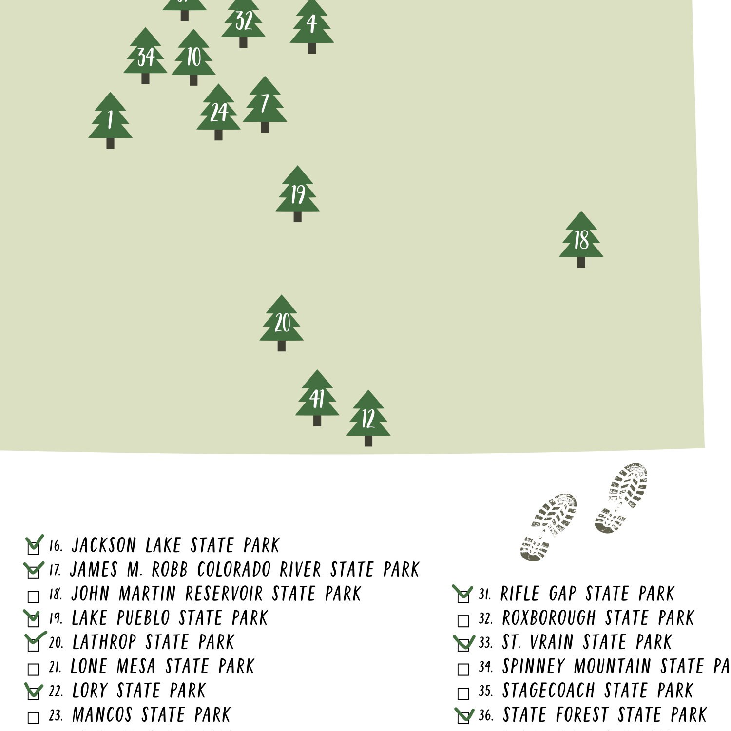 Colorado State Parks Map-colorado State Parks Checklist-state - Etsy