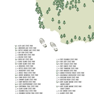 Washington State Parks Map Print-washington State Parks Checklist-state ...