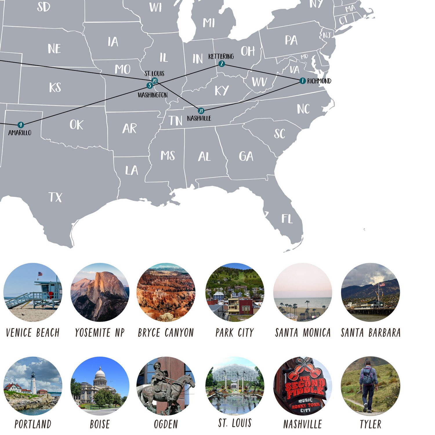 Personalized Travel Map-travel Photo Collage-usa Road Trip | Etsy