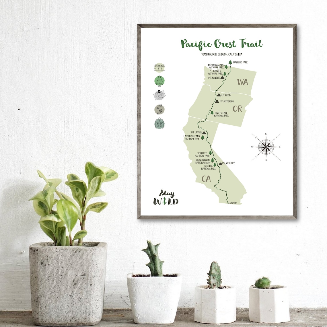 Pacific Crest Trail Map-pacific Crest Trail Hiking Map | Etsy