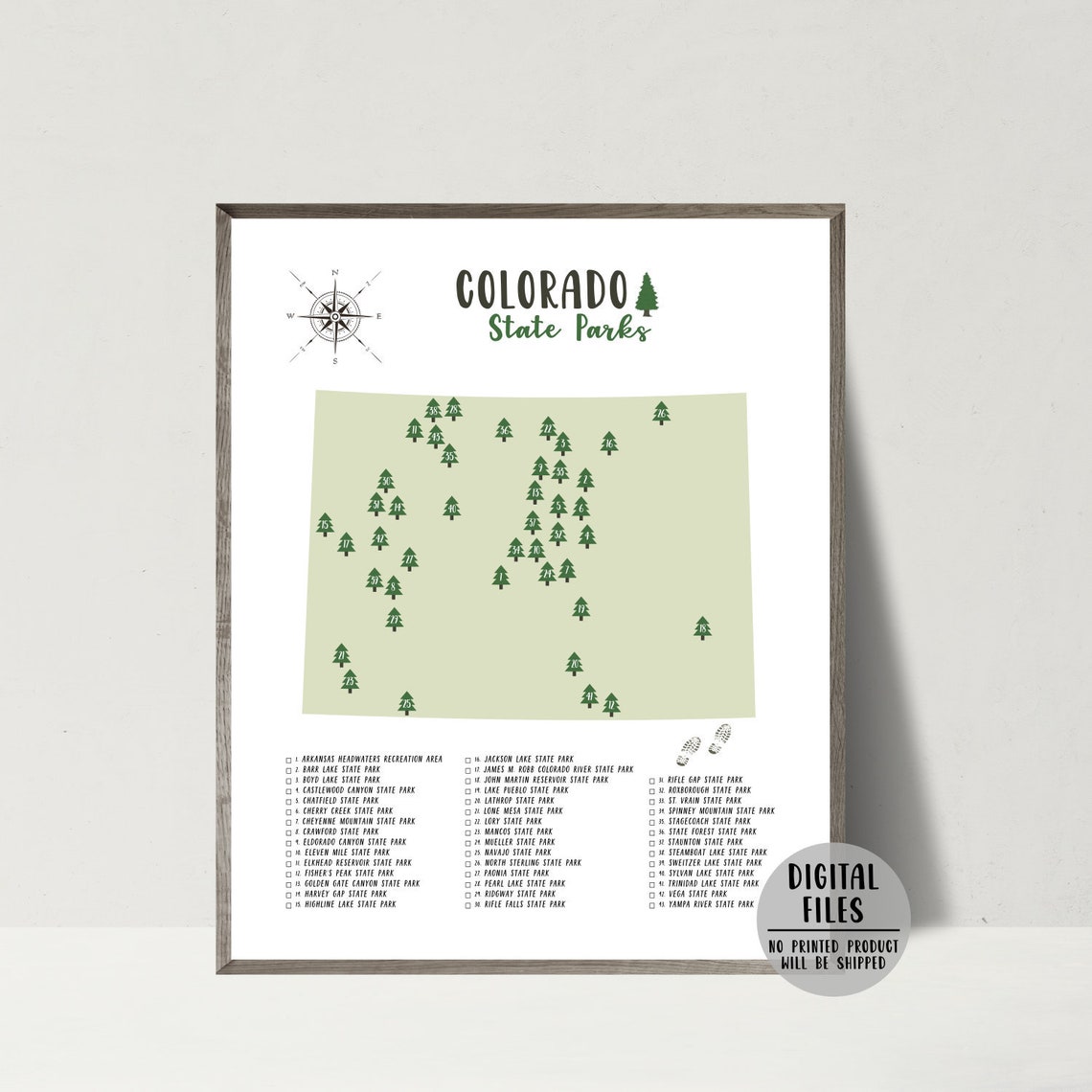 Colorado State Parks Map-colorado State Parks Checklist-state - Etsy