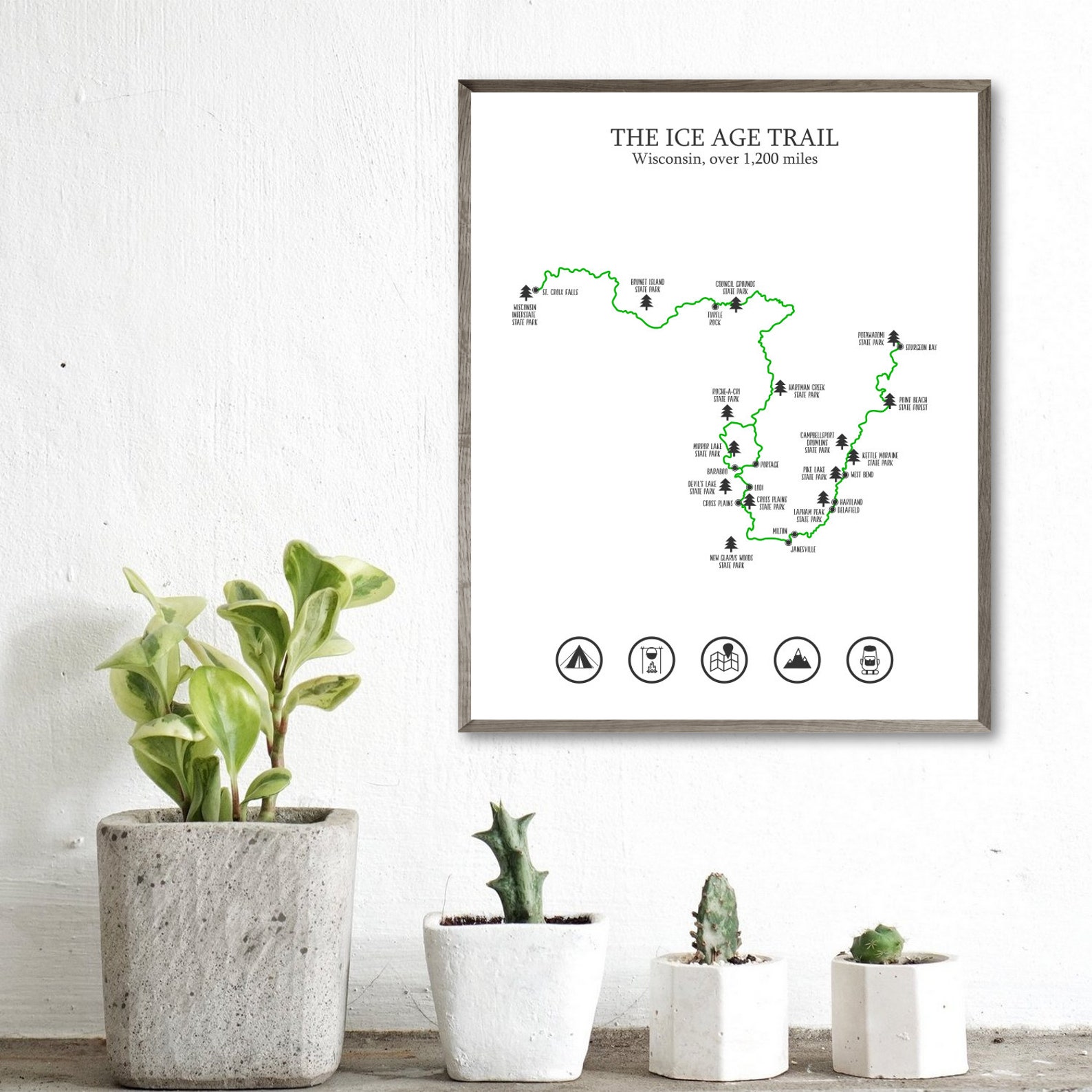 Ice Age Trail Map Print-ice Age Hiking Trail Map-ice Age Trail | Etsy