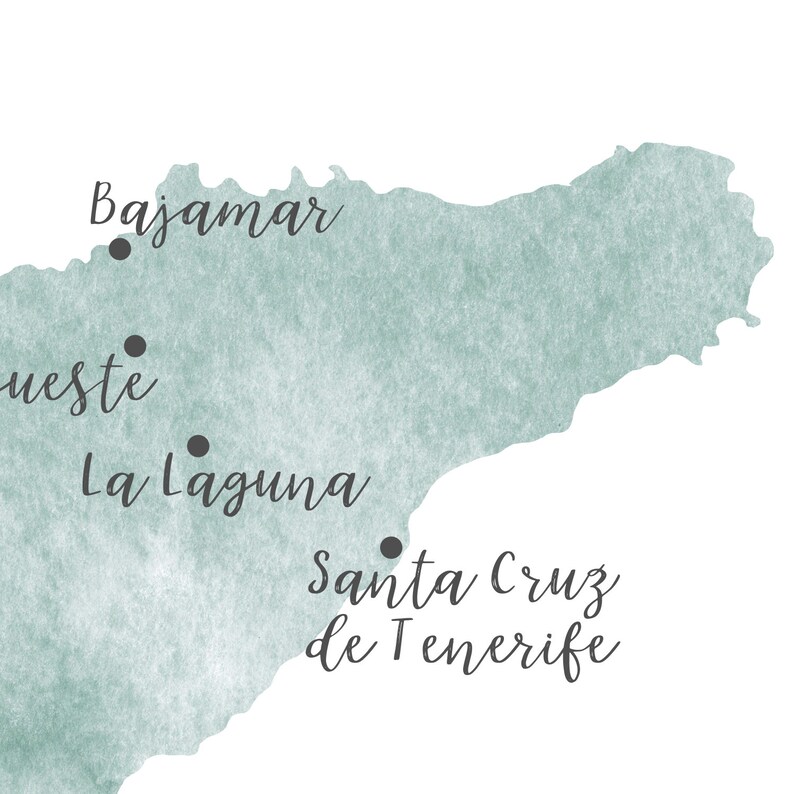 Tenerife Map - Tenerife Travel Map - Watercolor Map of Tenerife ...