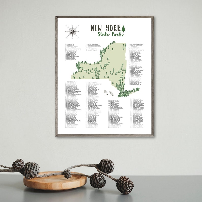 New York State Parks Map-new York State Parks Checklist-state - Etsy