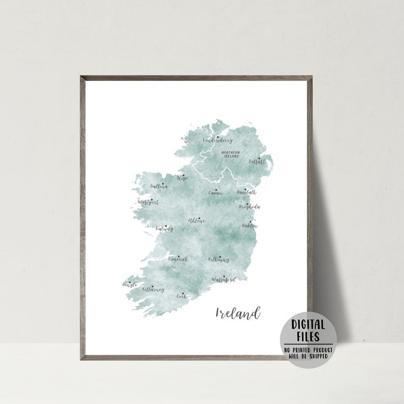 Ireland Map-ireland Poster-minimalist Map Print-watercolor Map - Etsy