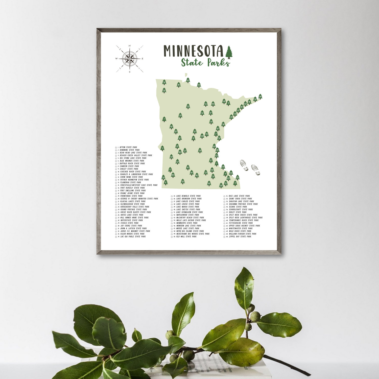 Minnesota State Parks Map Print-minnesota State Parks Checklist-state ...