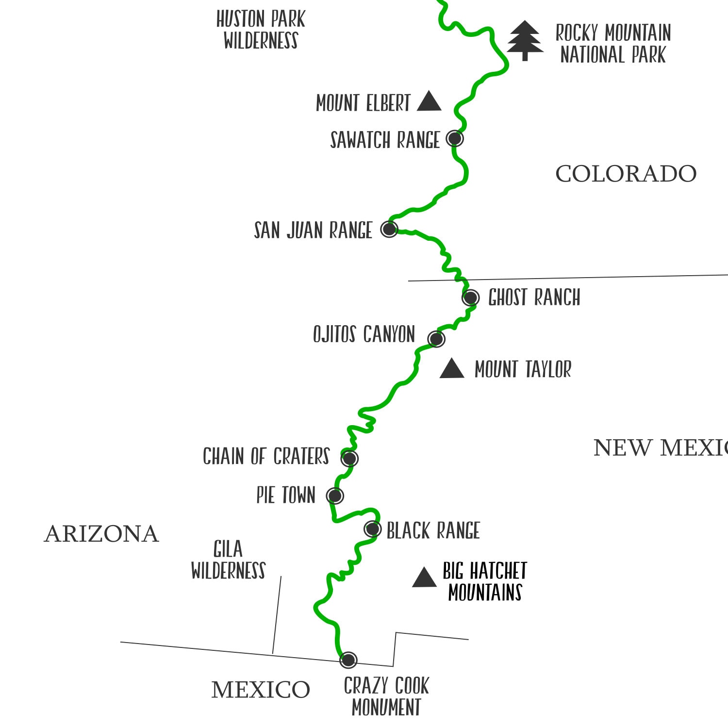 Continental Divide Trail Map-cdt Hiking Map-continental Divide - Etsy